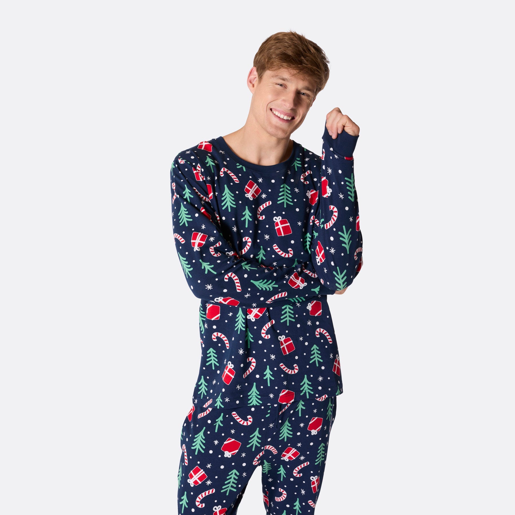 Men’s Blue Christmas Pyjama – Festive Soft Lounge Set – SillySanta.uk